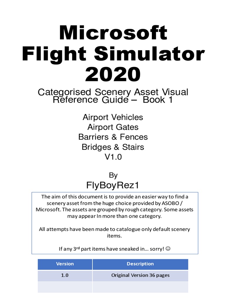 MSFS Hangar Asset Guide Book 1 - A To B PDF | PDF
