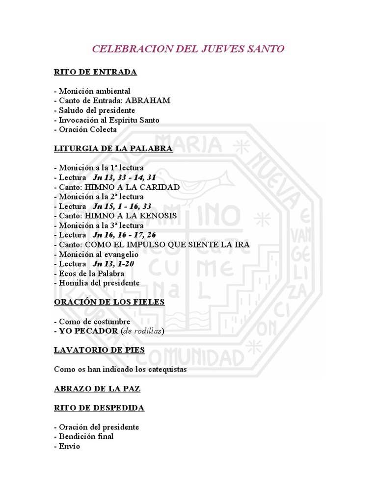 Celebracion Del Jueves Santo | PDF