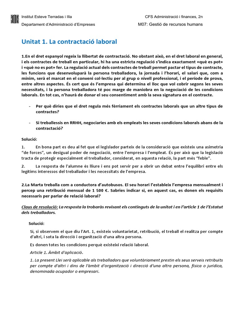 Activitats Unitat 1. Solucions | PDF