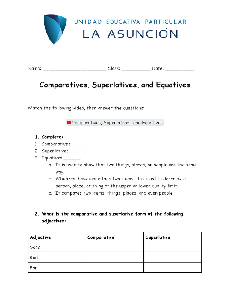 Comparatives and Superlatives Exercises | PDF