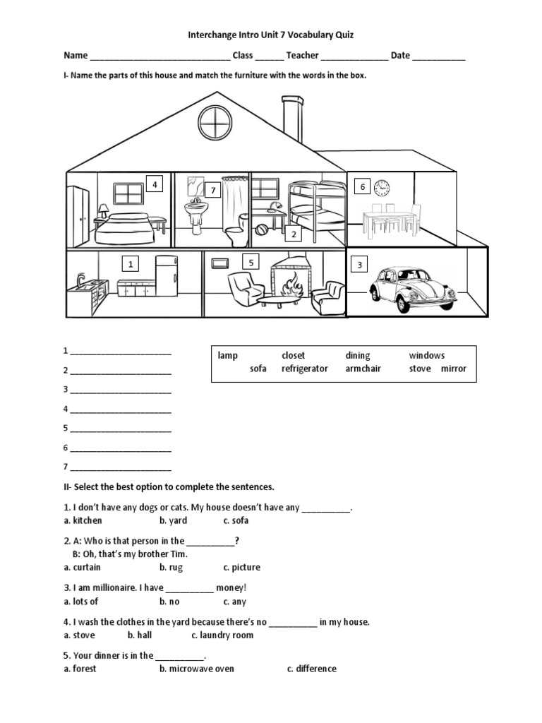 Interchange Intro Unit 7 Vocabulary Quiz | PDF