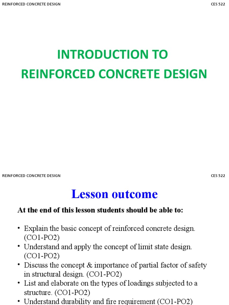 CES522 RC DESIGN - INTRO - Topic 1 | PDF