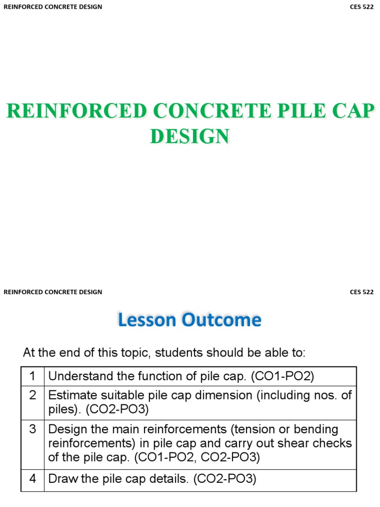 CES522 RC PILE CAP - Topic 5b | PDF | Deep Foundation | Truss