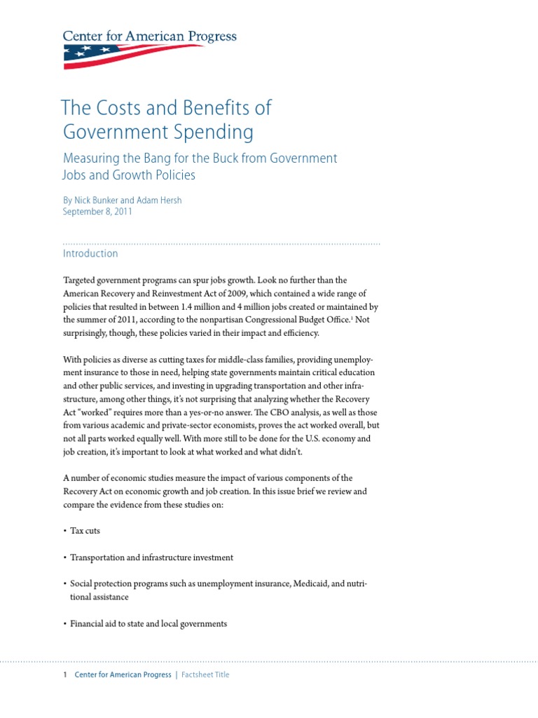 The Costs and Benefits of Government Spending | PDF | American Recovery ...