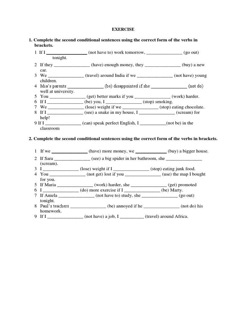 Exercise Second Conditional PDF | PDF
