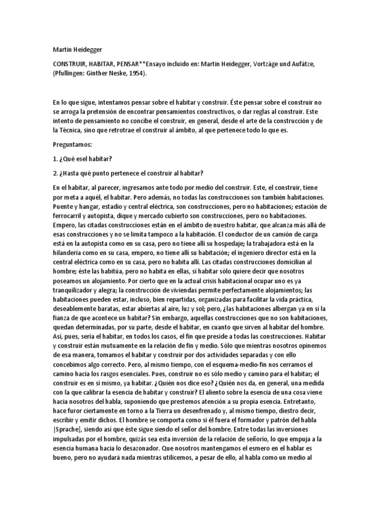 Construir, Habitar, Pensar PDF | PDF Construir, Habitar, Pensar PDF | PDF