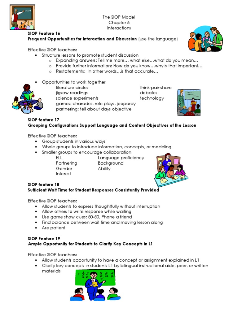 Enhancing Interaction in the SIOP Model | PDF | Career & Growth ...