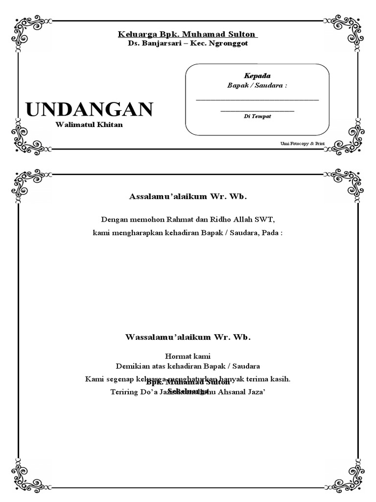 Undangan Khitan | PDF