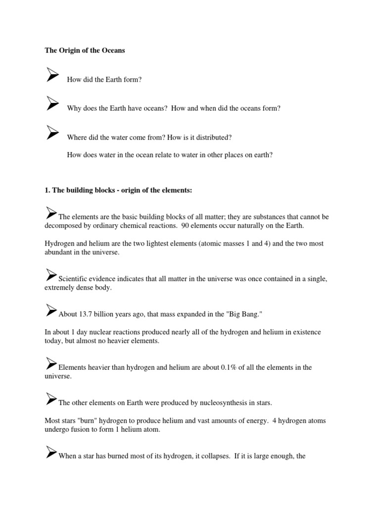 Origin of The Oceans | PDF | Chemical Elements | Formation And ...