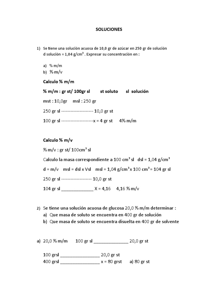 Problemas Resueltos de Soluciones | PDF
