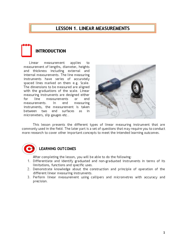 Lesson 1. Linear Measurement PDF | PDF | Technology & Engineering