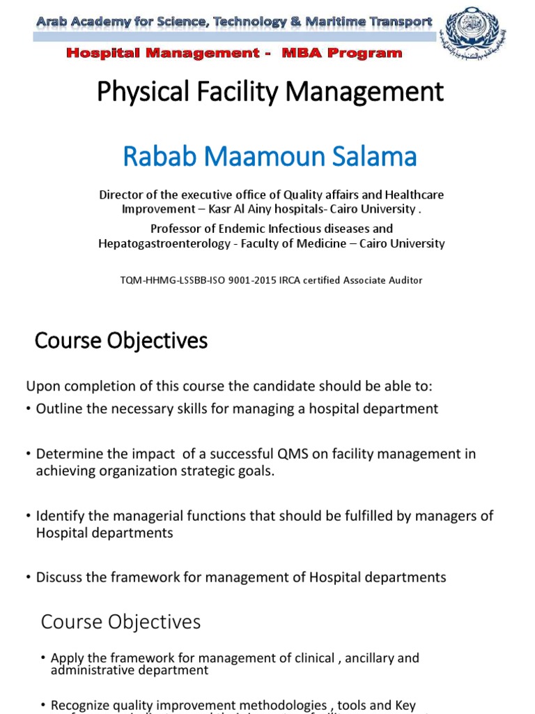 Lec 1 Introduction To Physical Facility Management PDF | PDF