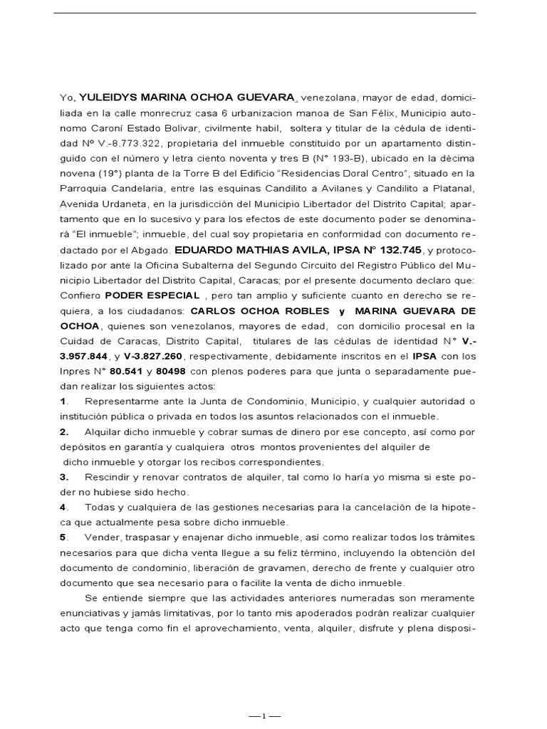 Poder para Vender Inmuebles | PDF