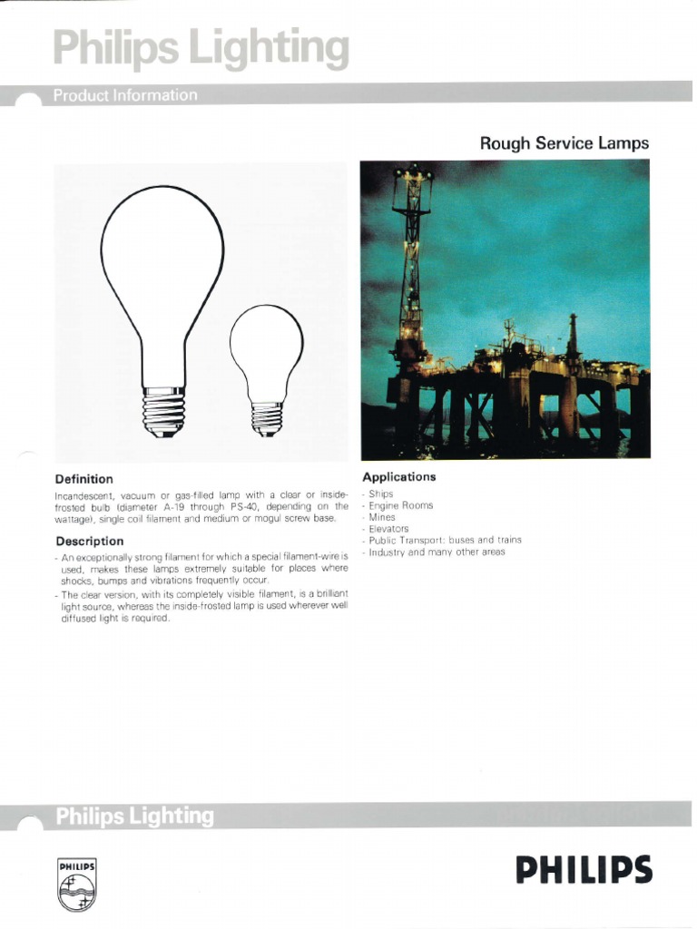 Philips Rough Service Incandescent Lamps Bulletin 4-92 | PDF ...