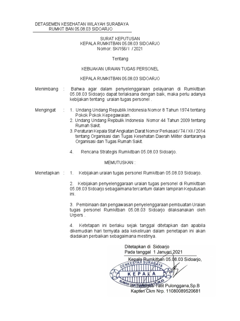 SK Uraian Tugas PDF | PDF