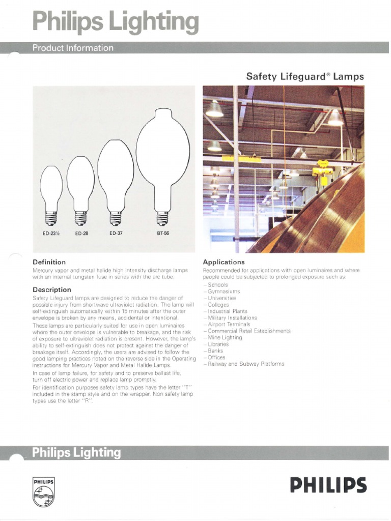 Philips Safety Lifeguard HID Lamps Bulletin 2-91 | PDF | Computers