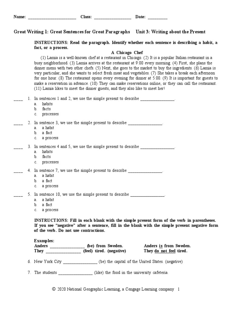 Great Writing Level 1 Unit 3 Exam View Test PDF | PDF