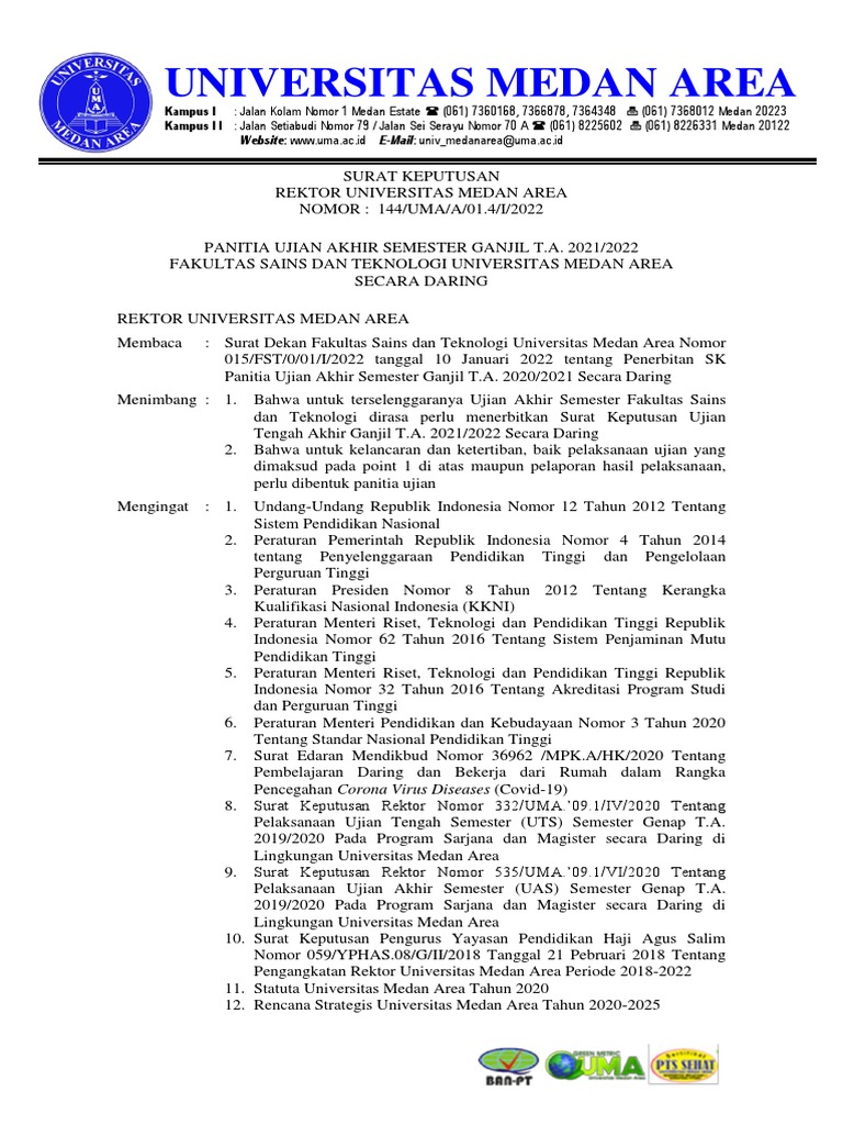 SK Kepanitiaan UAS GJL T.A. 2021 2022 PDF | PDF