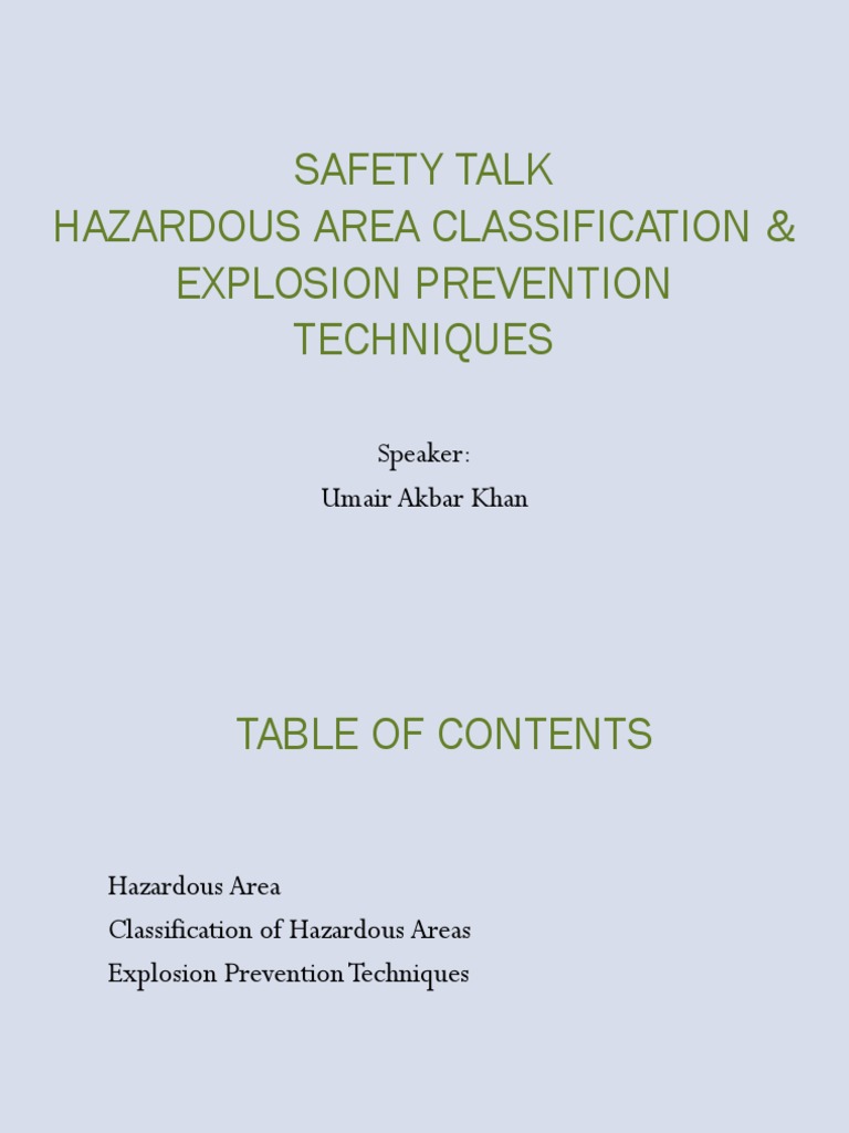 Hazardous Area Classification & Safety Techniques | PDF | Chemistry ...