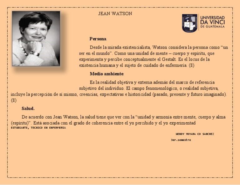 Conceptos de Jean Watson en Enfermería | PDF
