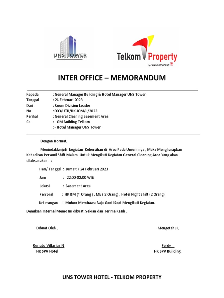 Inter Office Memo Uns Tower 3 PDF | PDF