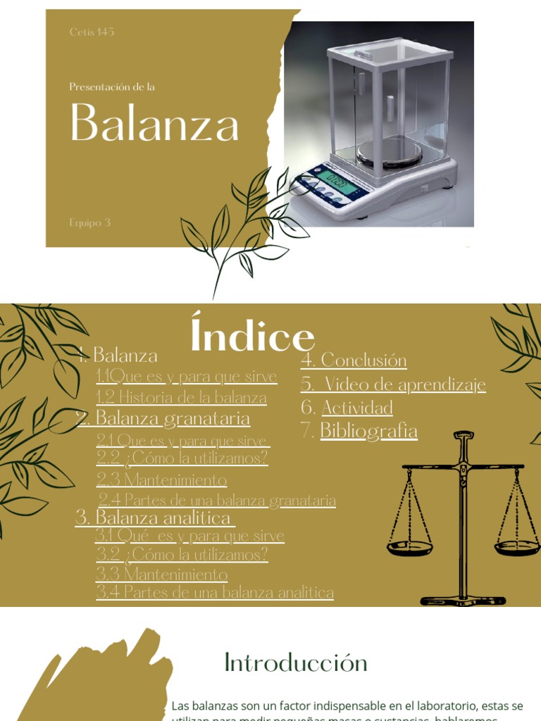 Tipos y partes de balanzas en laboratorios | PDF