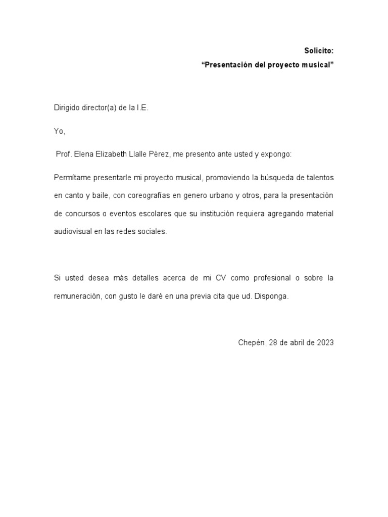 Presentacion de Proyecto Musical | PDF