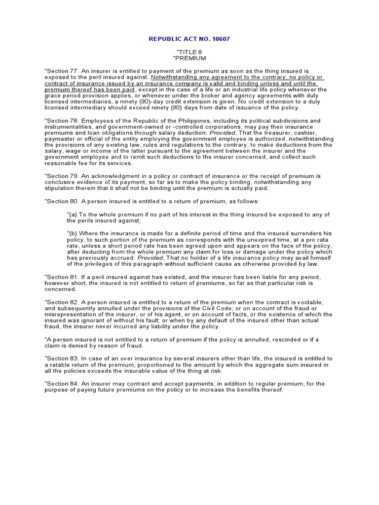 Insurance Premium Regulations | PDF | Finance & Money Management