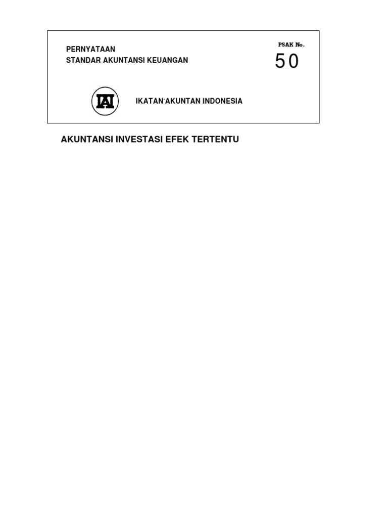 PSAK No. 50 Akuntansi Investasi Efek Tertentu PDF | PDF