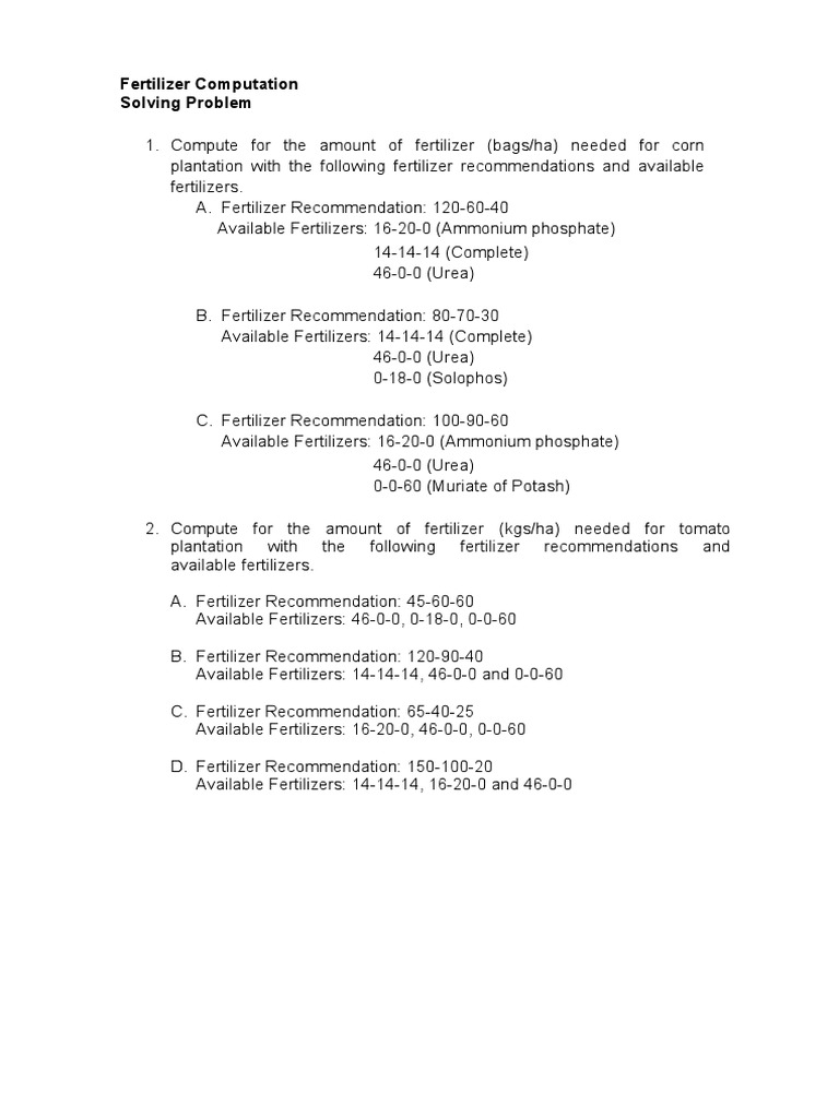 Fertilizer Calculation for Crops | PDF | Lifestyle