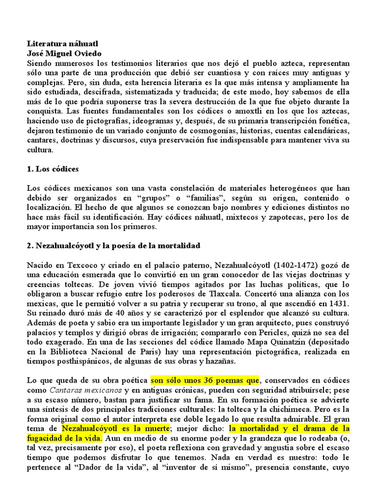 01 - Literatura Azteca | PDF