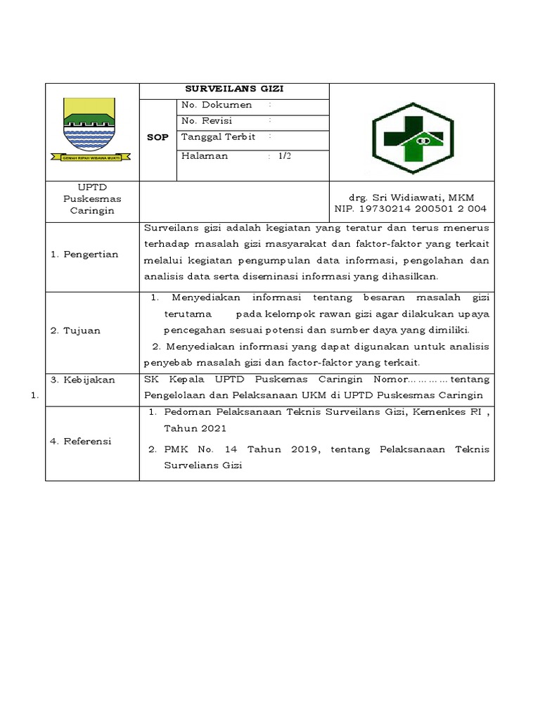 Sop Surveilans Gizi | PDF