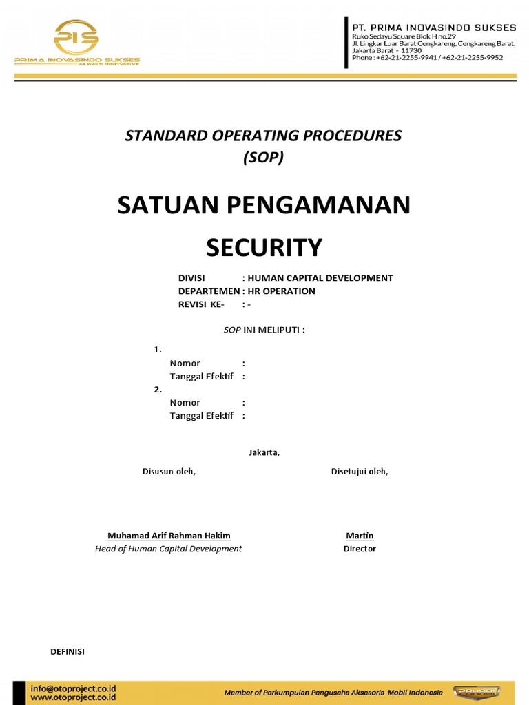SOP Satpam: Tugas dan Tata Tertib | PDF
