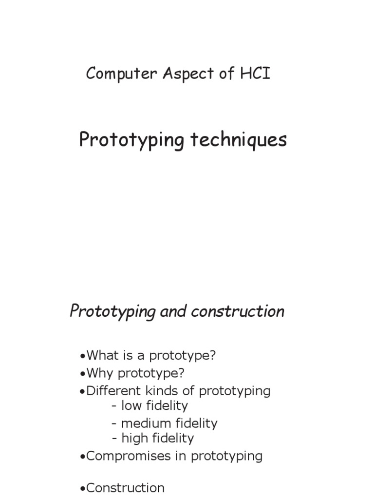 Lecture 4 Prototyping Techniques Download Free Pdf Prototype Software Prototyping 