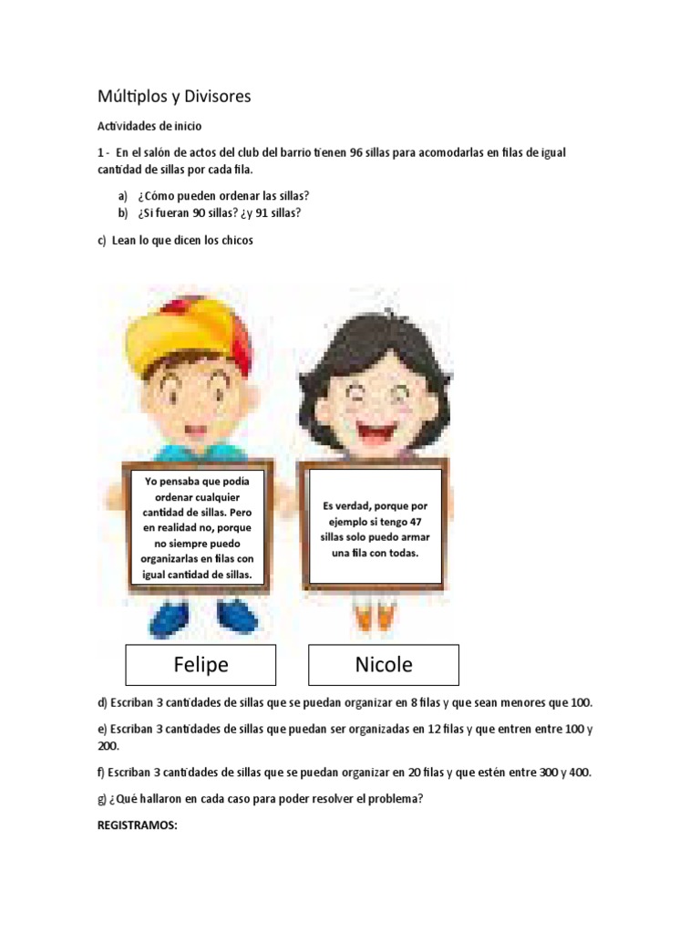 Actividades de Múltiplos y Divisores | PDF