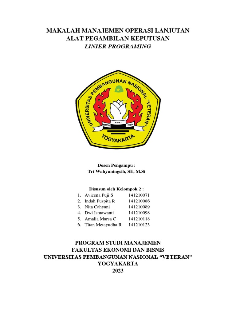 Makalah - Kel 2 - EM-B - Linear Programing PDF | PDF Makalah - Kel 2 - EM-B - Linear Programing PDF | PDF