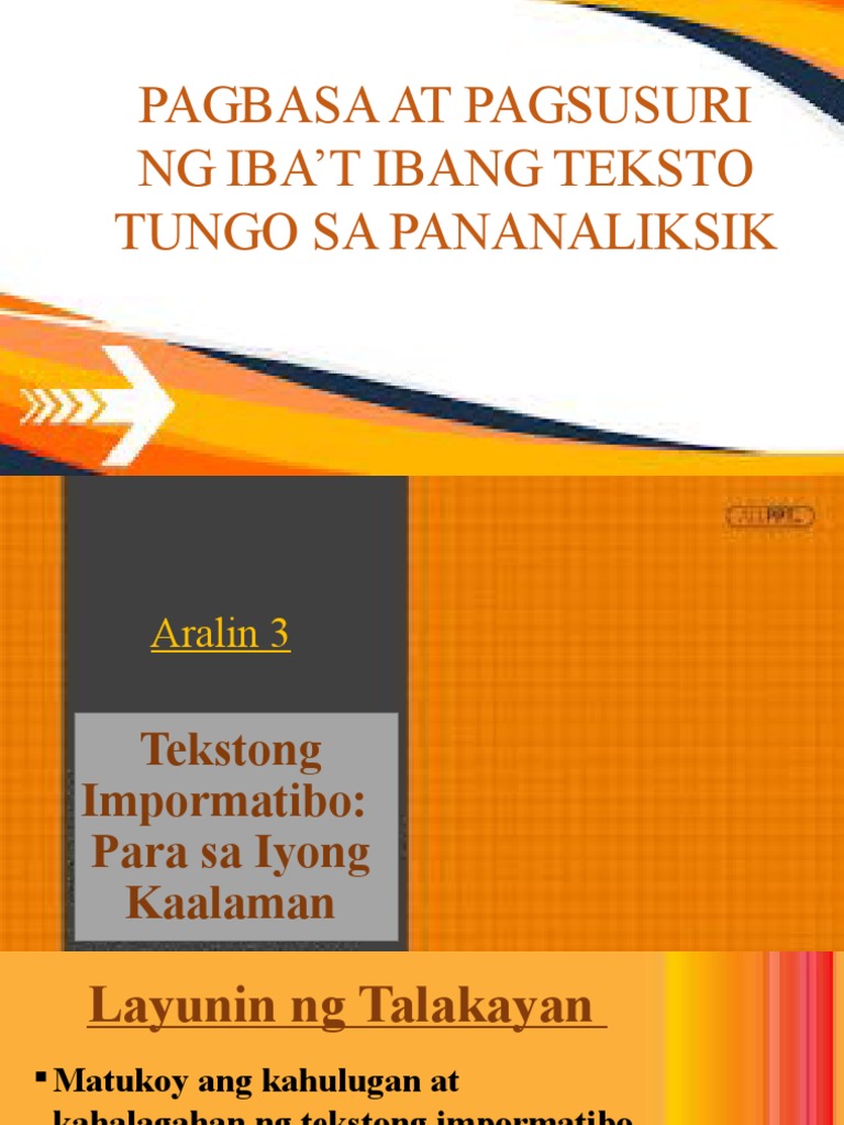 Pagbasa PPT Week3 3RDQ | PDF