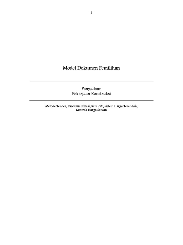 Model Dokumen Pemilihan: Pengadaan Pekerjaan Konstruksi | PDF