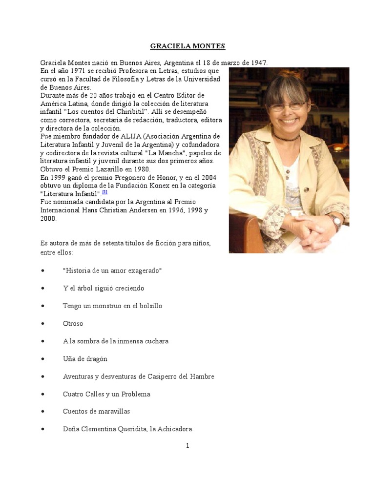 Graciela Montes Biografia PDF | PDF