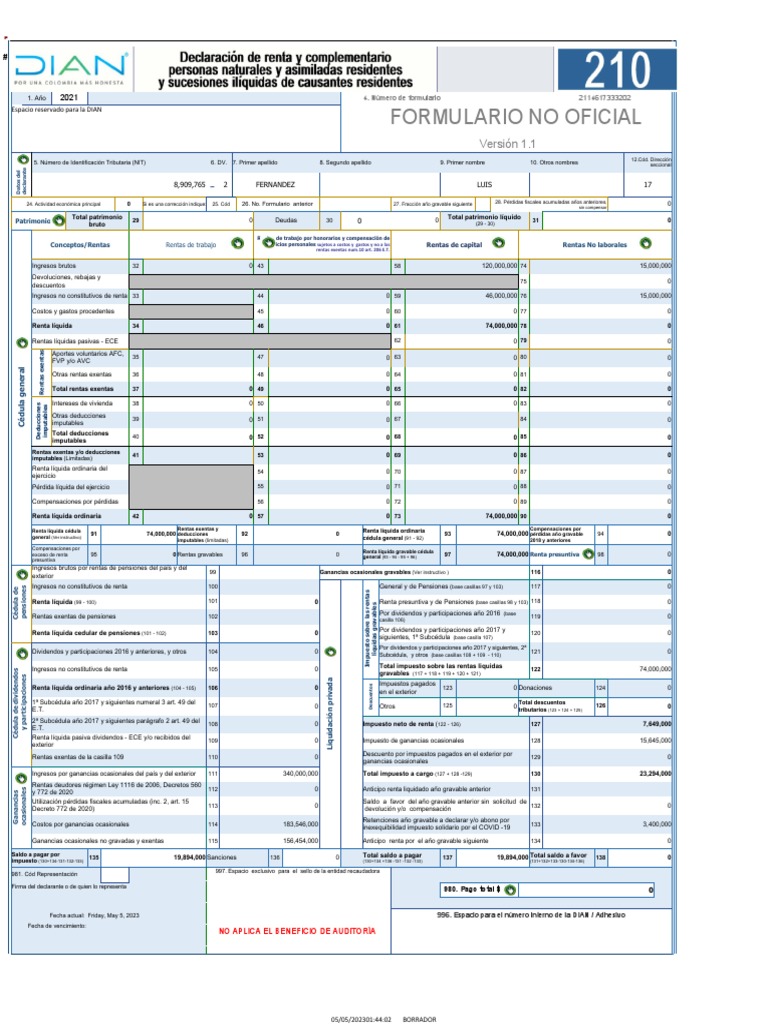 Formato 210 gerencia.xlsx | PDF