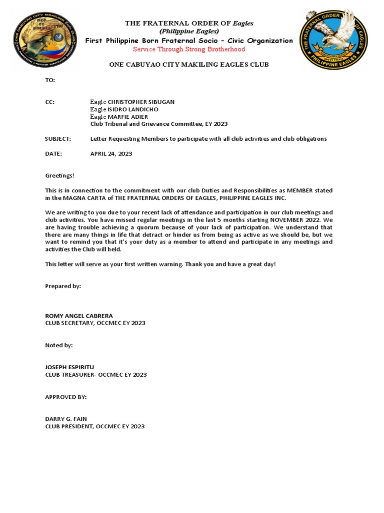 Warning Letter For Kuya | PDF