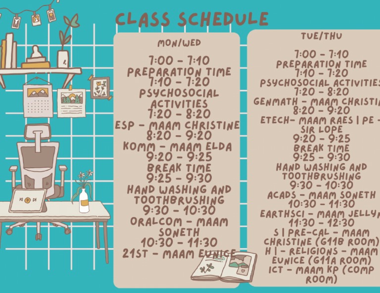 Weekly Class Schedule - PNG PDF | PDF