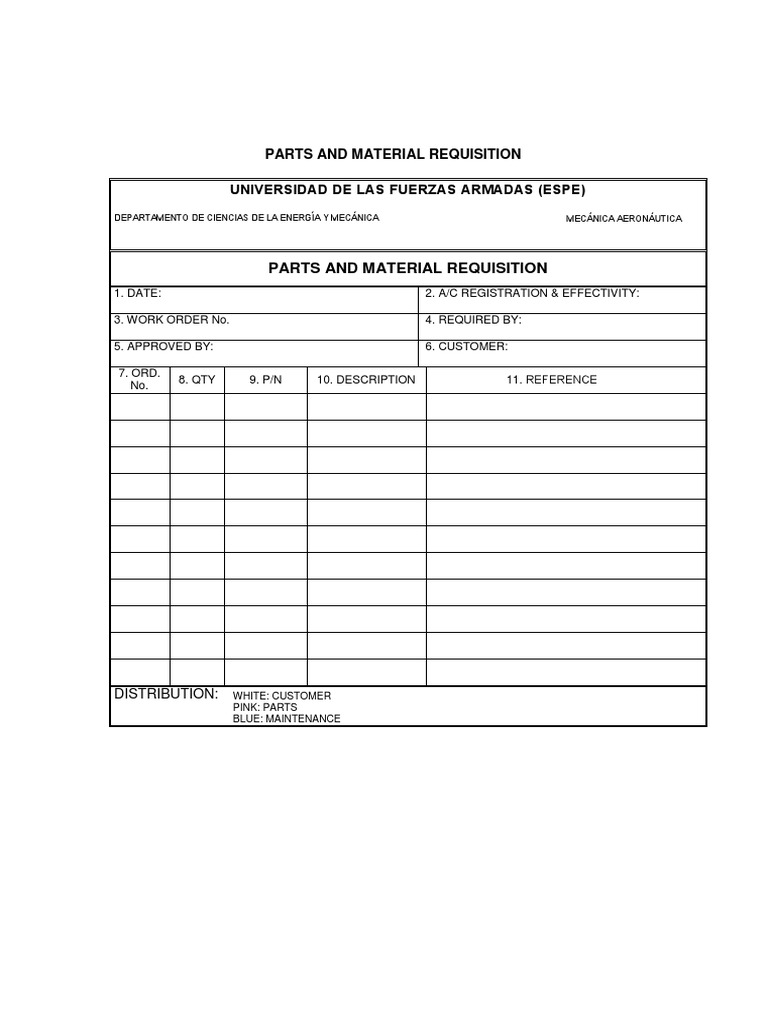 Formulario de Requisición de Partes | PDF