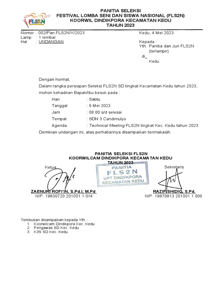 Surat Tugas Juri FLS2N | PDF | Perjalanan