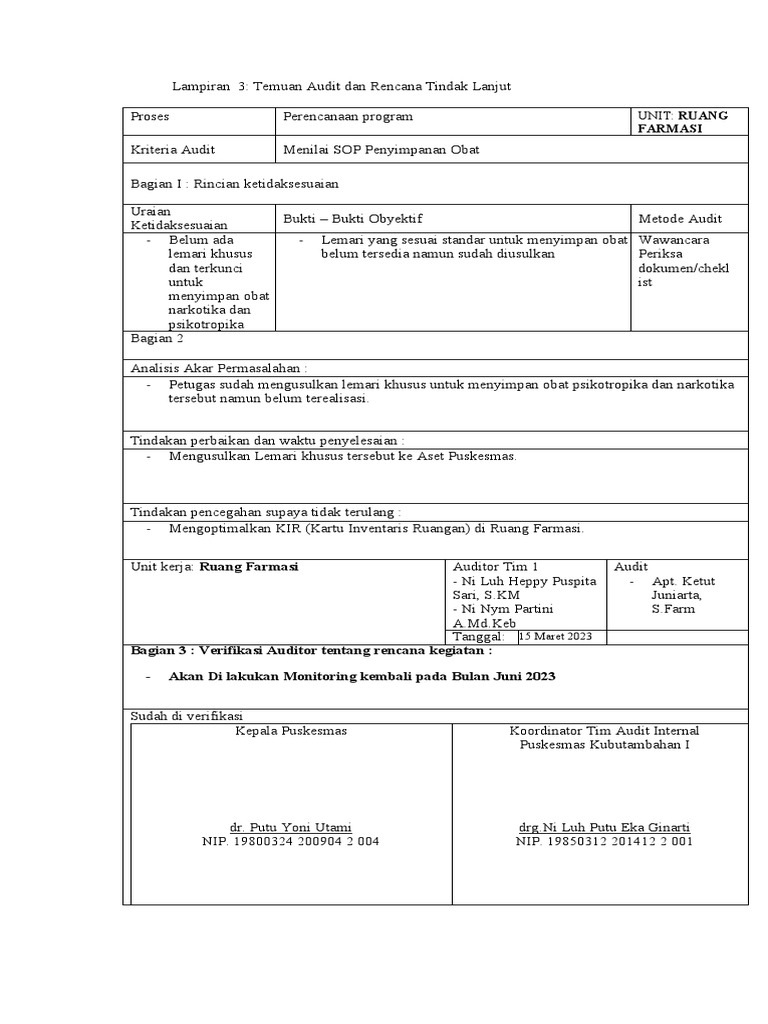 Temuan Audit Farmasi | PDF