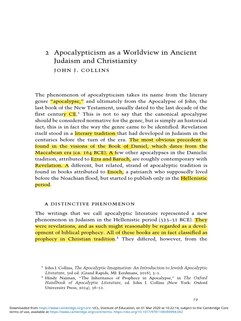 Apocalypticism As A Worldwiew by Collins PDF | PDF | History
