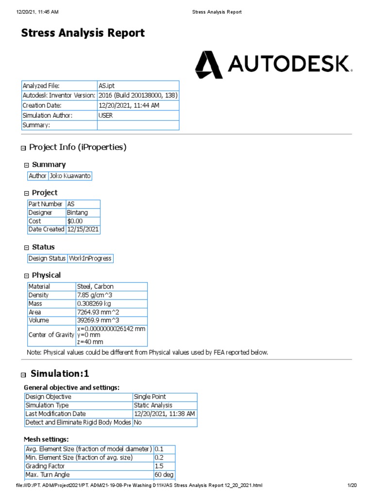 Stress Analysis Report PDF | PDF