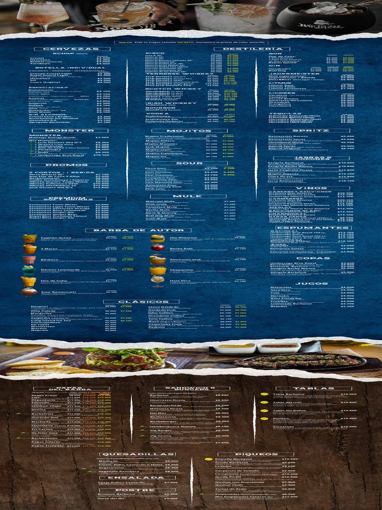 Menú de Bebidas y Comidas Barbazul | PDF | Bebidas alcohólicas | Bebida