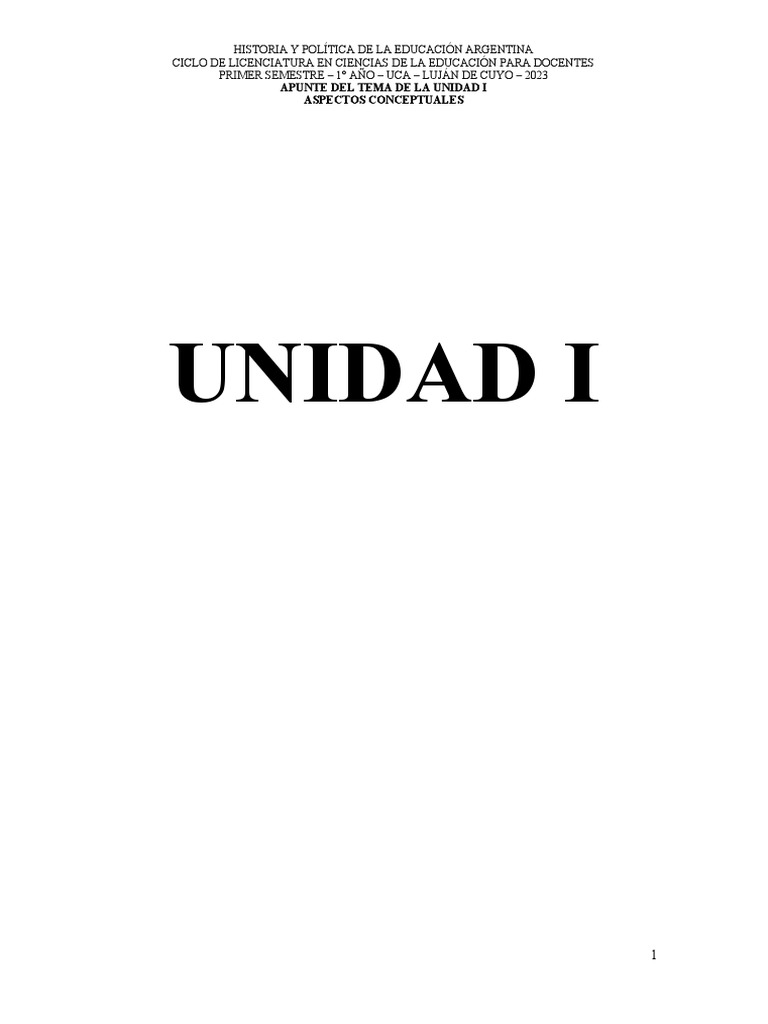Apunte Del Tema de La Unidad I | PDF | Estado (política) | Pedagogía