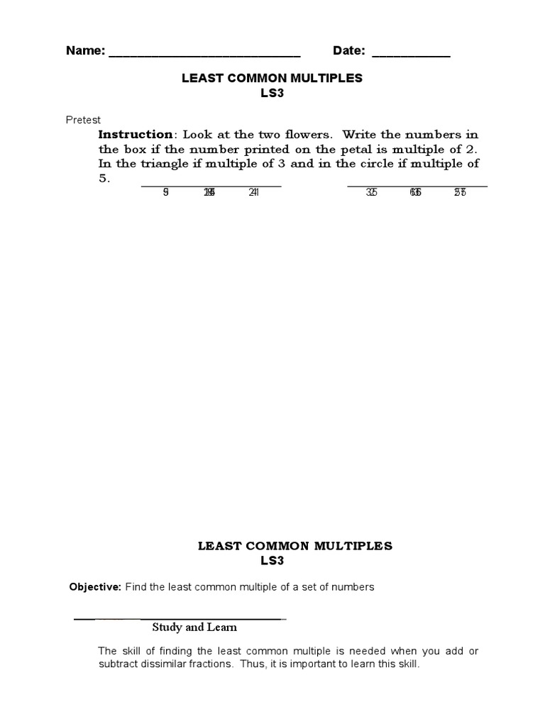 Understanding Least Common Multiples | PDF